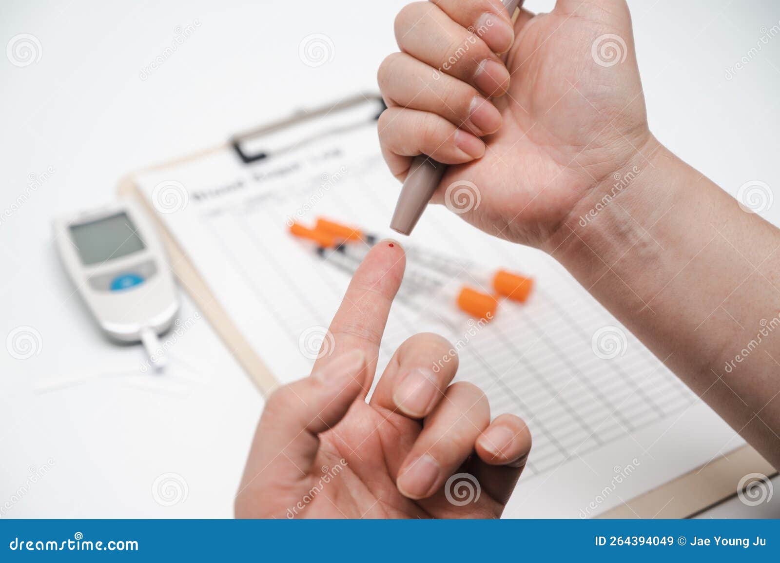 Man Measures His Blood Sugar. Glucometer, Blood Sample Test, Diabetes ...