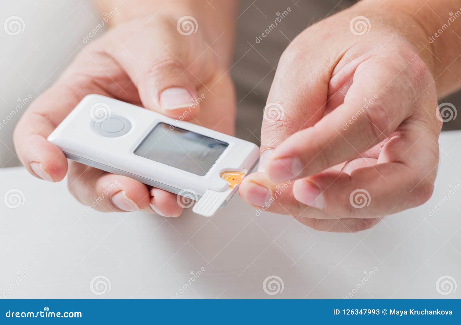 Man Measures Sugar Level with a Glucometer Stock Image - Image of ...