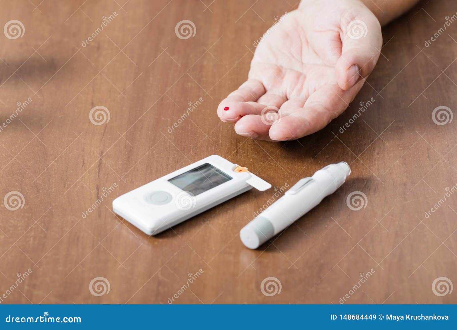 Man Measures Sugar Level with Glucometer Stock Image - Image of hand ...