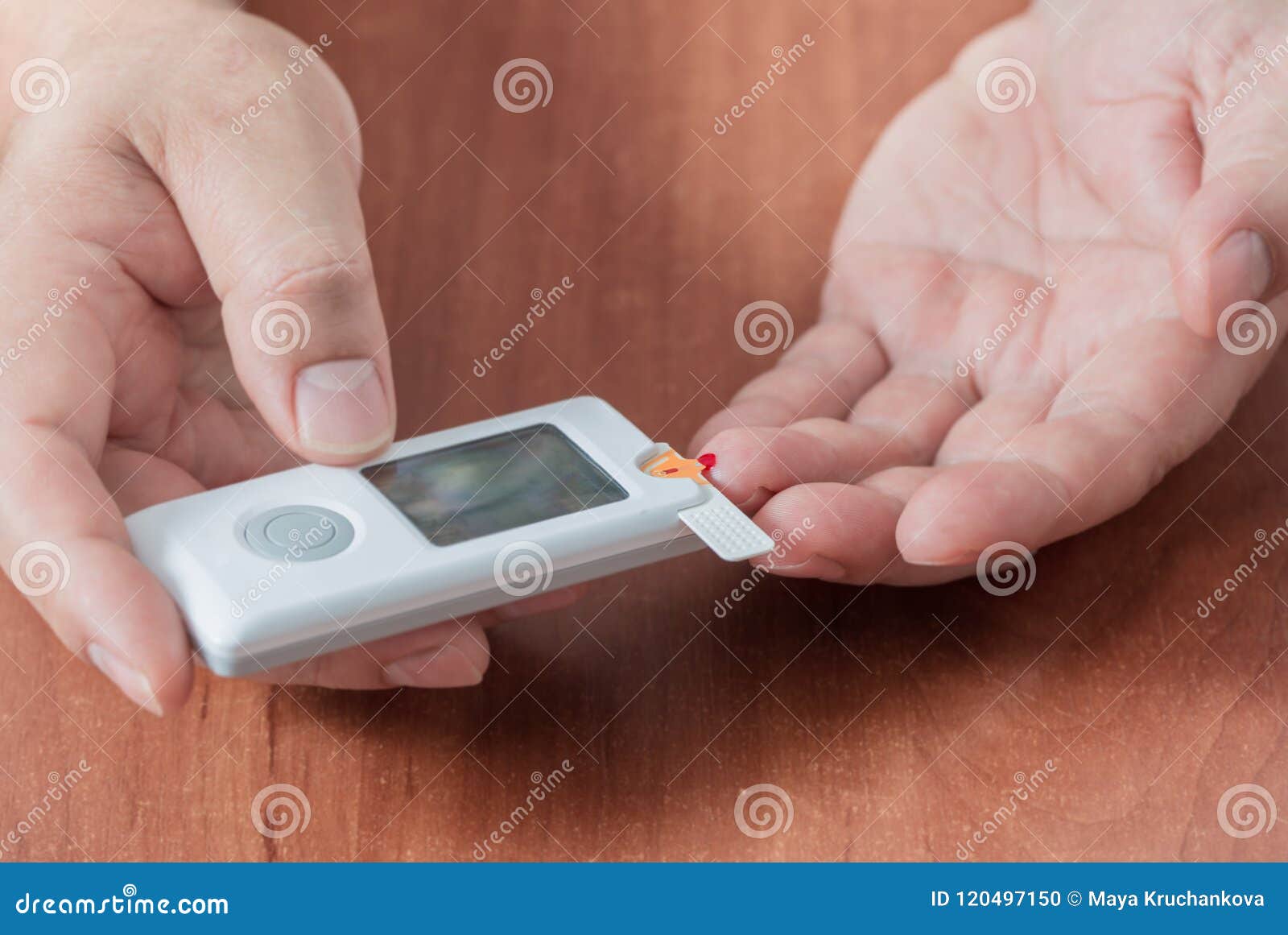 Man Measures Sugar Level with a Glucometer Stock Photo - Image of ...