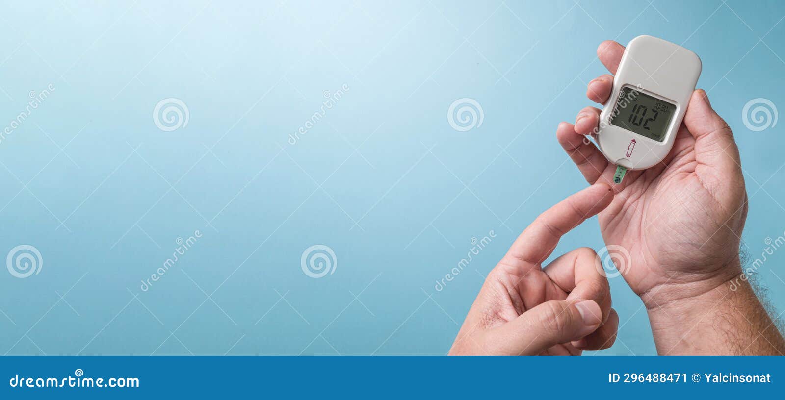 Man Measuring Blood Sugar Level with a Glucometer. Diabetes Concept on ...