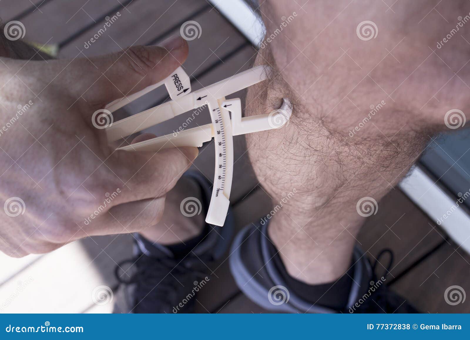 Man Measuring Body Contouring Stock Photo - Image of muscular ...