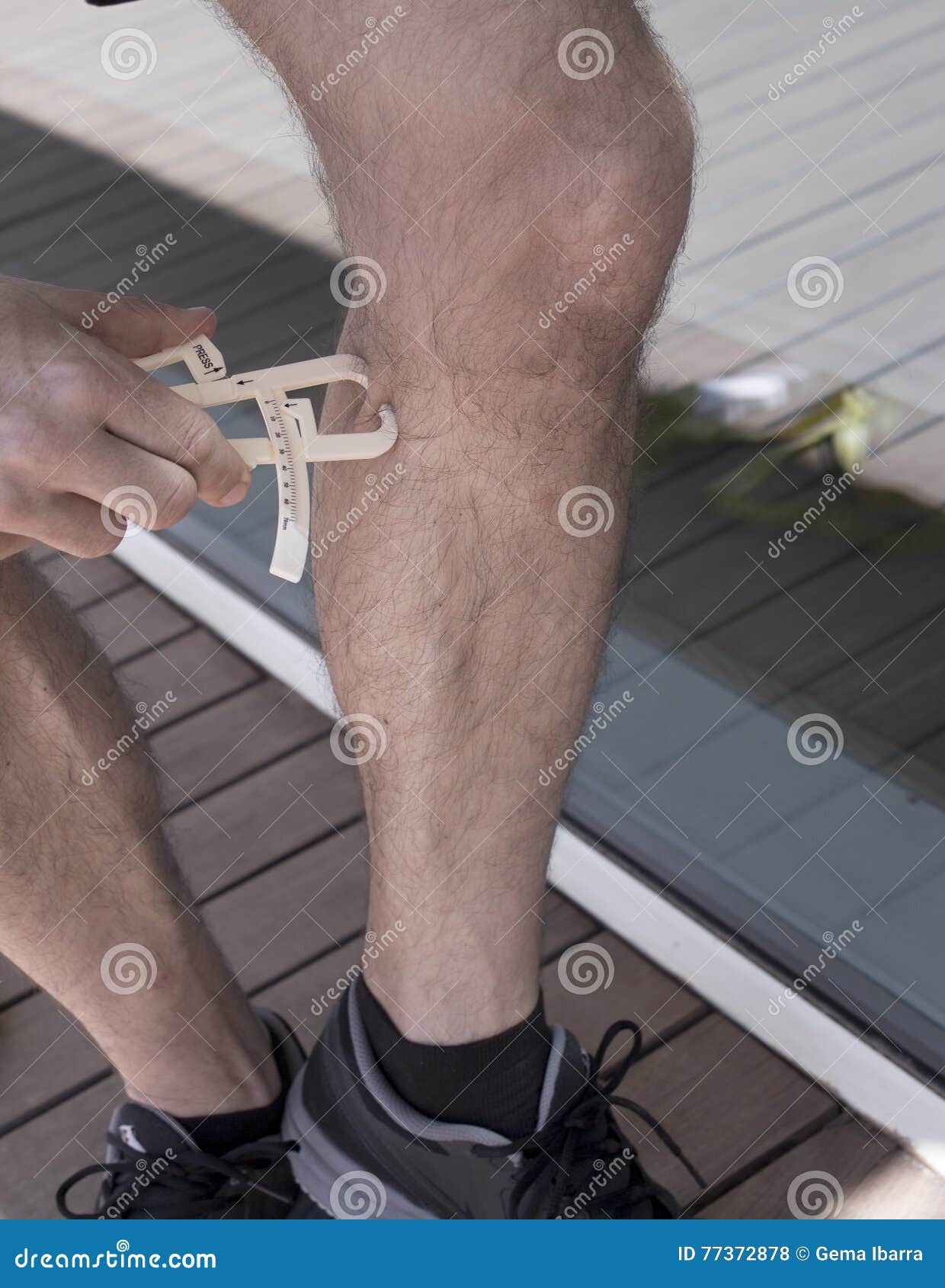 Man Measuring Body Contouring Stock Photo - Image of weight ...