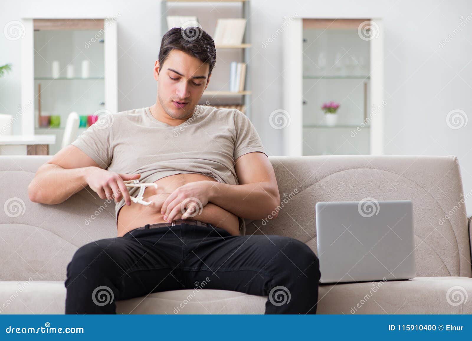 The Man Measuring Body Fat with Calipers Stock Photo - Image of ...