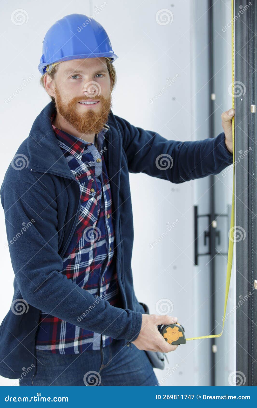Man Measuring Door in Room Closeup Construction Tool Stock Image ...