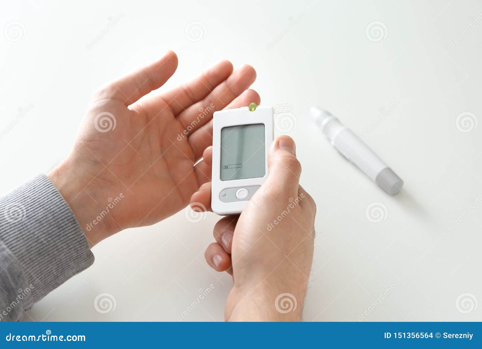 Man Measuring Glucose Level with Digital Glucometer, Closeup. Diabetes ...