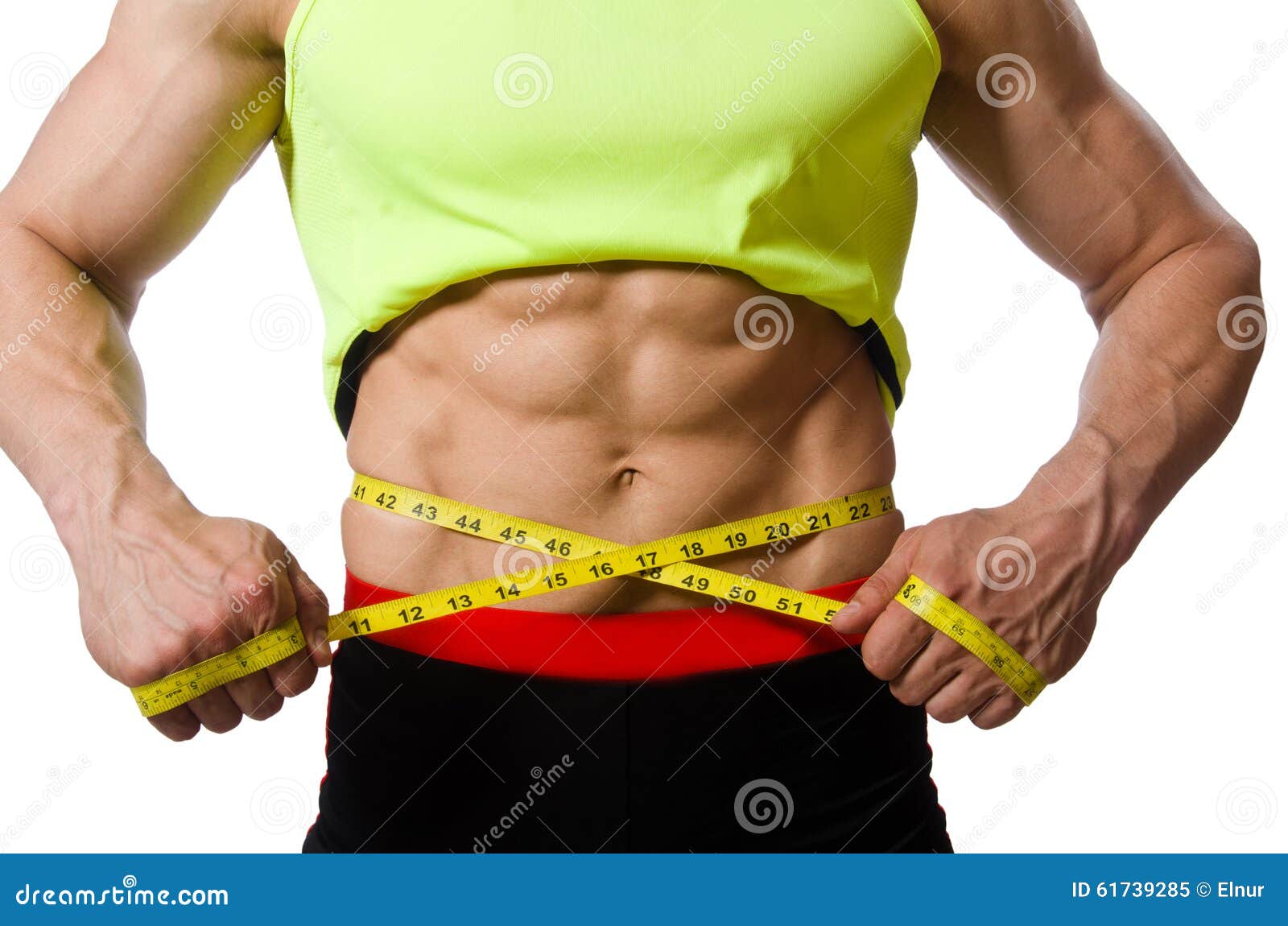 The Man Measuring Muscles on White Stock Image - Image of nude ...