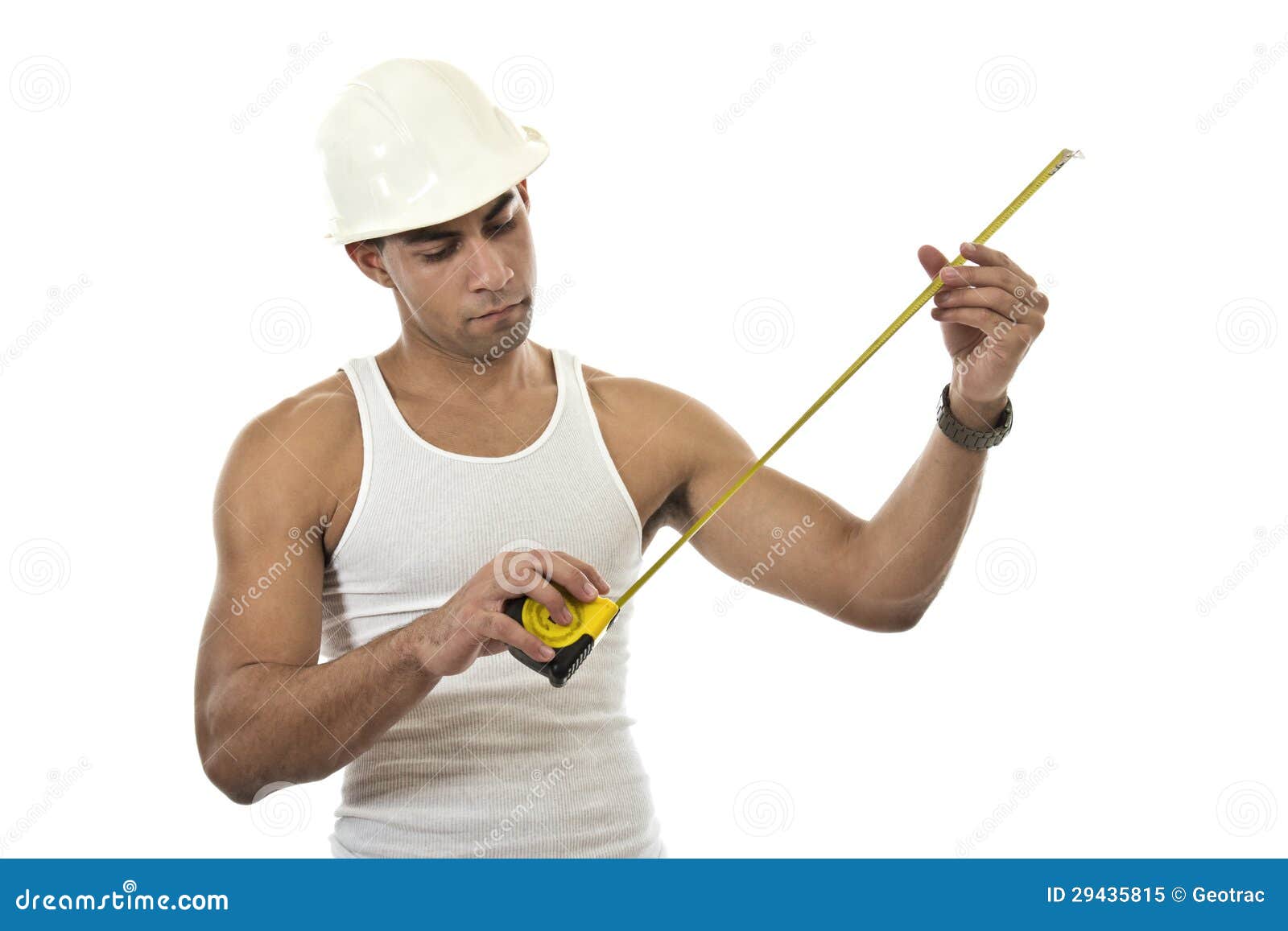 Man with a measuring tape stock image. Image of twenties - 29435815