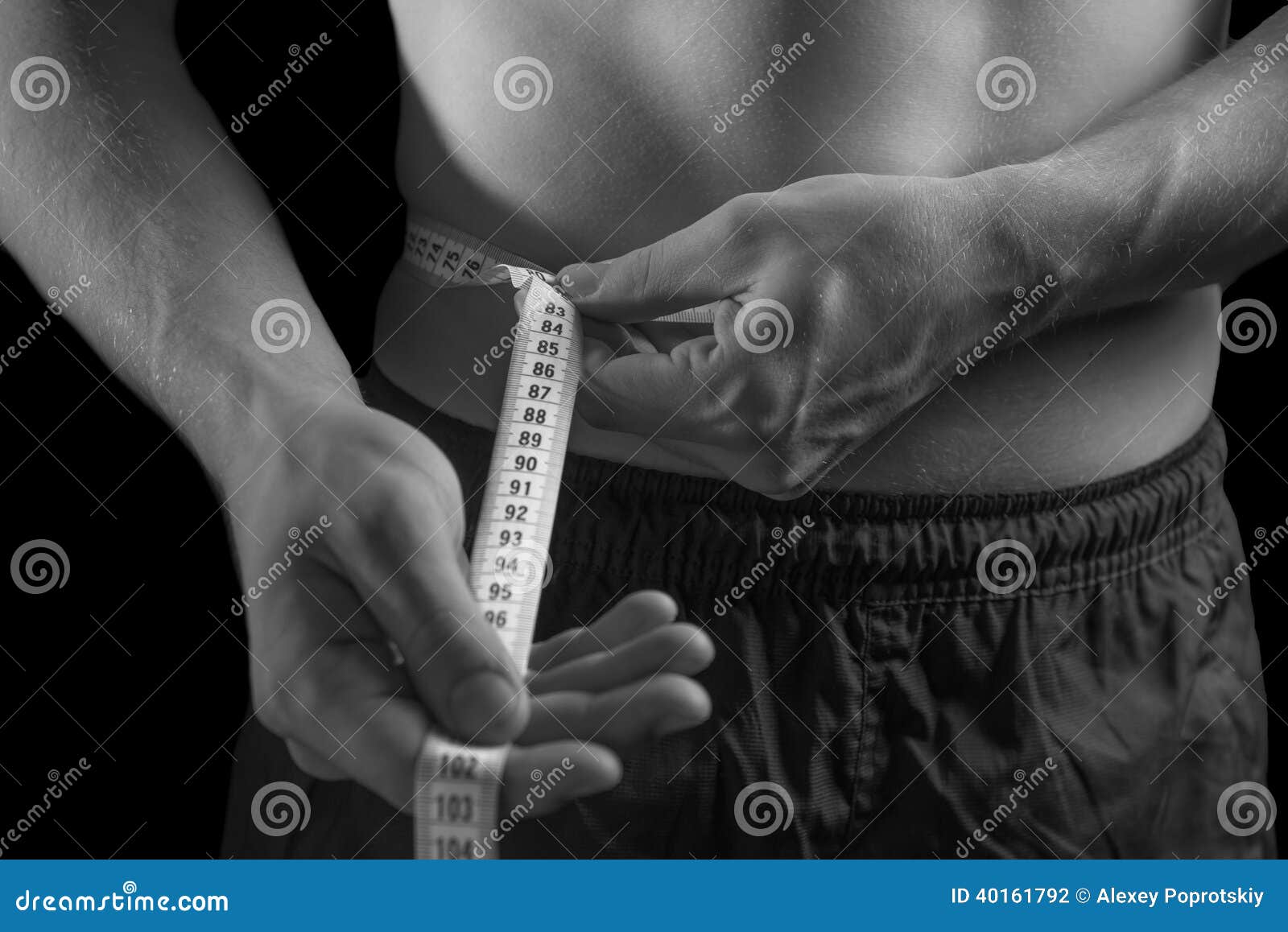 Man is measuring waist stock photo. Image of healthy - 40161792