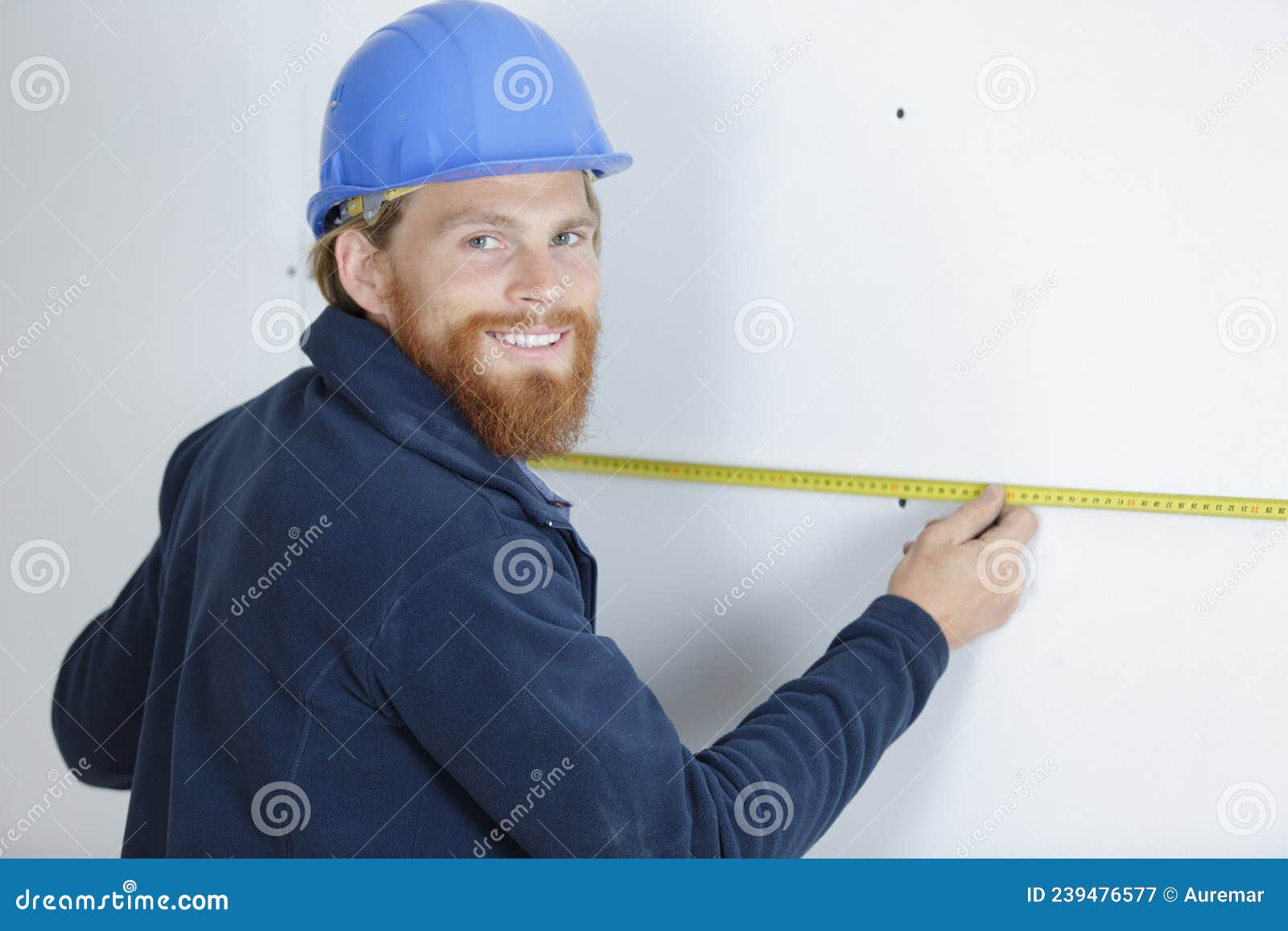 Man Measuring Wall Using Ruler Stock Image - Image of manual, hand ...