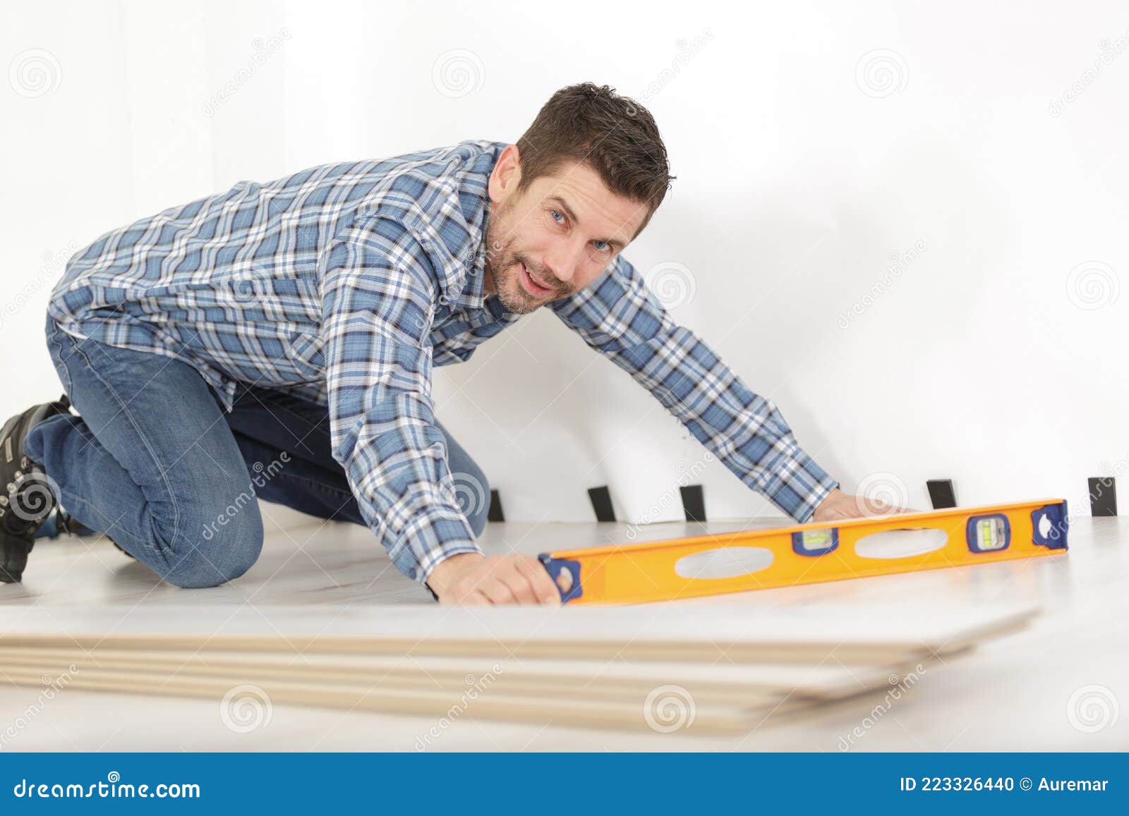 Man Measuring Wood Piece for Furniture Assembling Stock Photo - Image ...