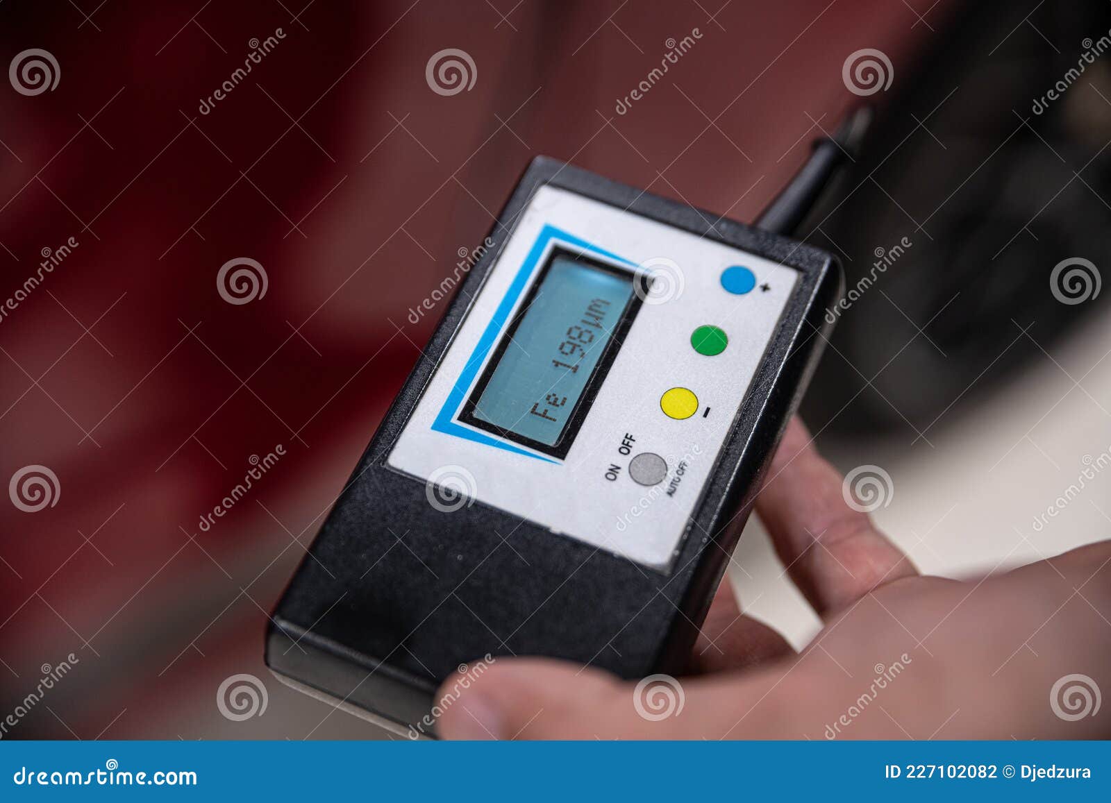 Man Mechanic Checking Car Paint Thickness with Electronic Meter Stock ...