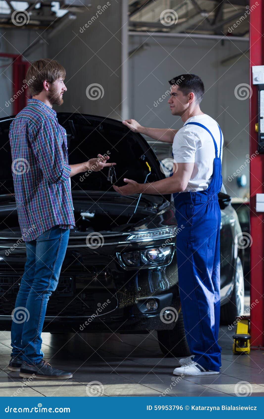 Man and Mechanic at Workshop Stock Photo - Image of station, service ...