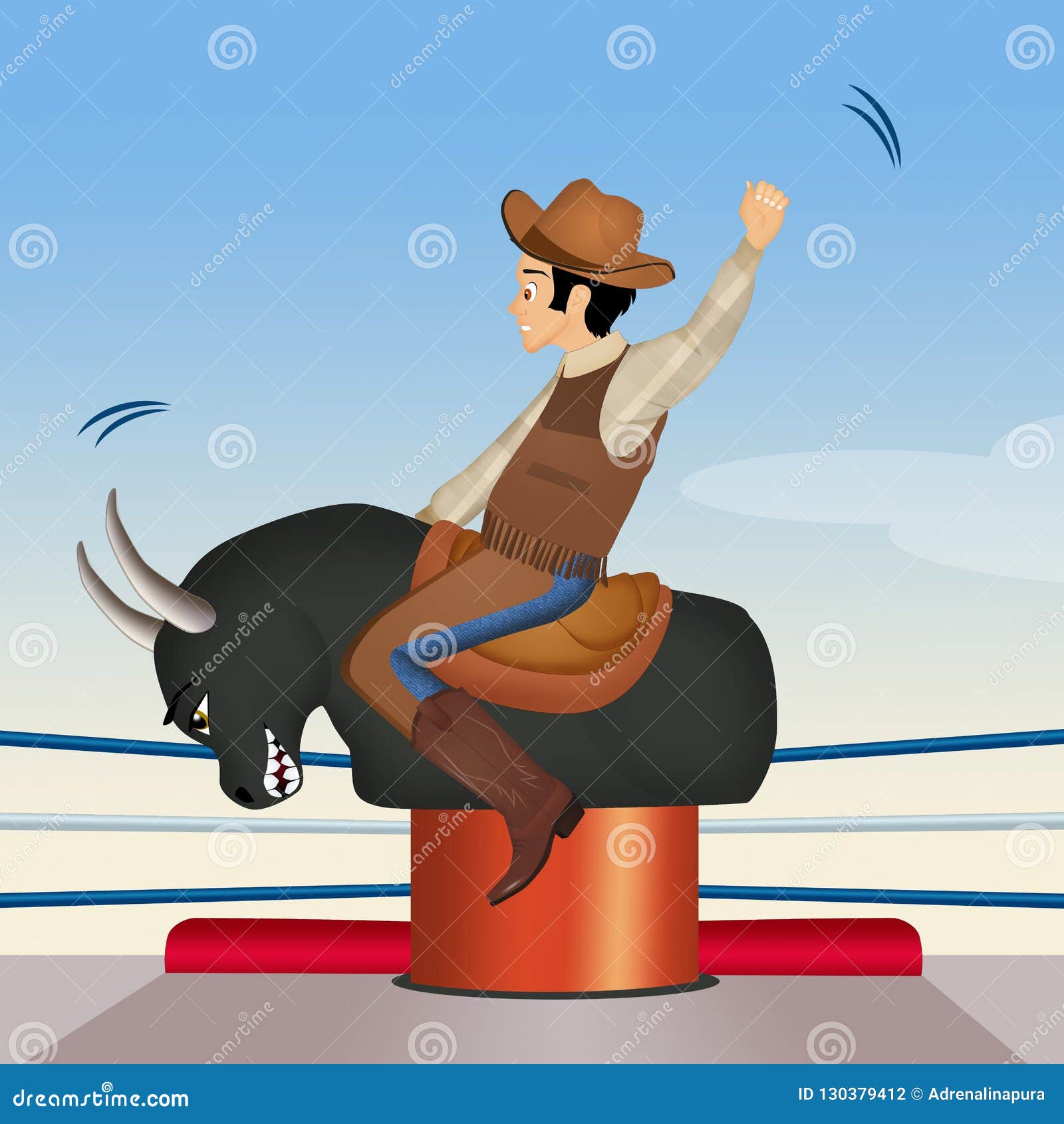 Man on the mechanical bull stock illustration. Illustration of ride ...