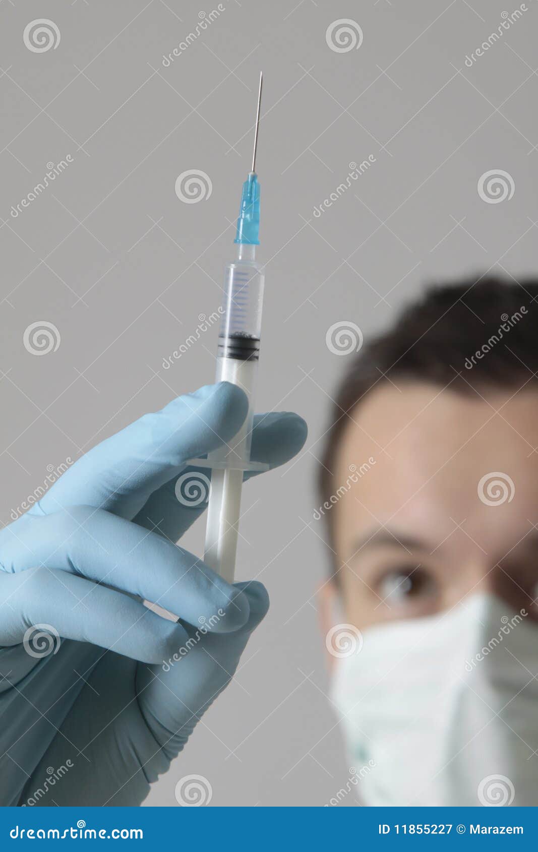 Man with Medical Mask and Syringe Stock Image - Image of listen, care ...