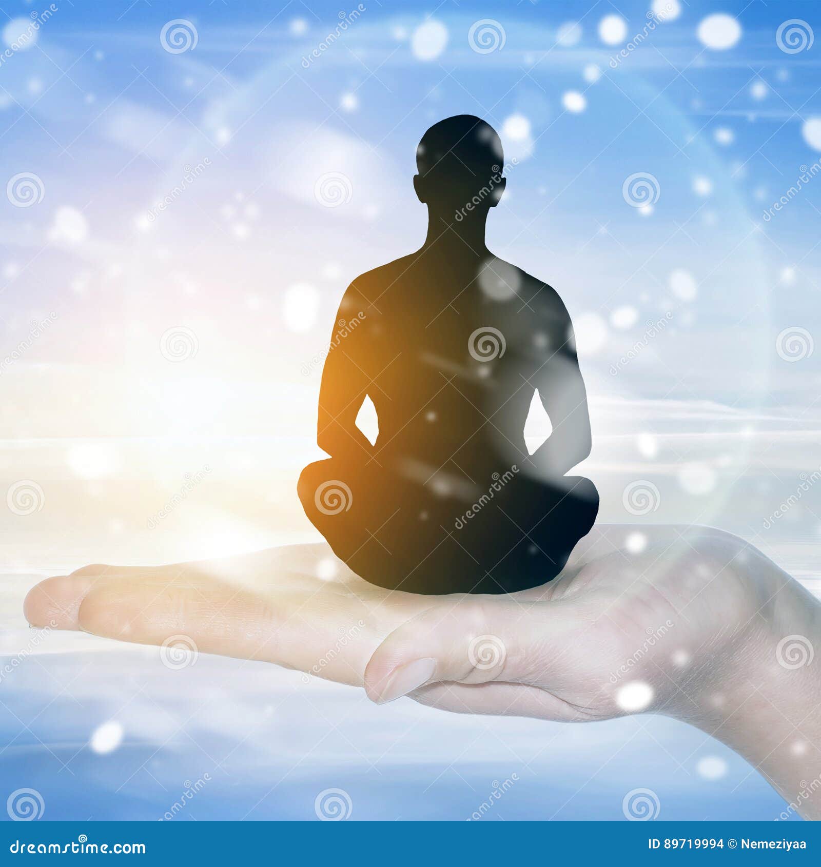 Man Meditating in Lotus Position Stock Photo - Image of hand, balance ...