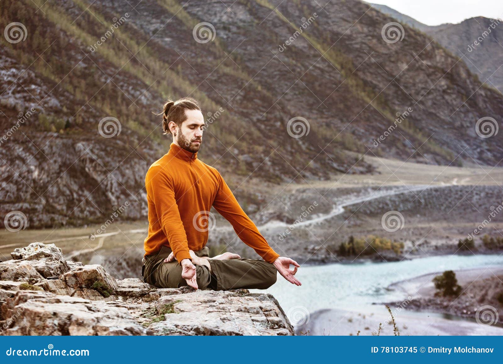 Man Meditating in the Mountains Stock Image - Image of nature, healthy ...