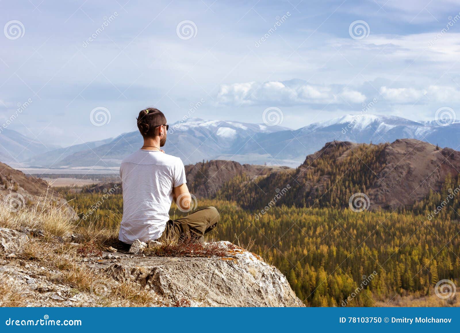 Man Meditating in the Mountains Stock Photo - Image of exercise, body ...