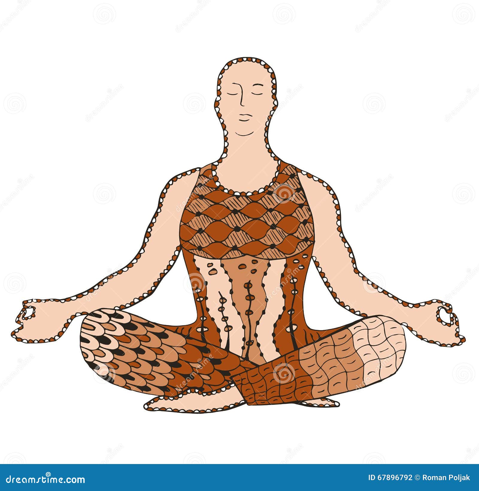 Man Meditating Zentangle Stylized, Vector, Illustration, Freehand ...