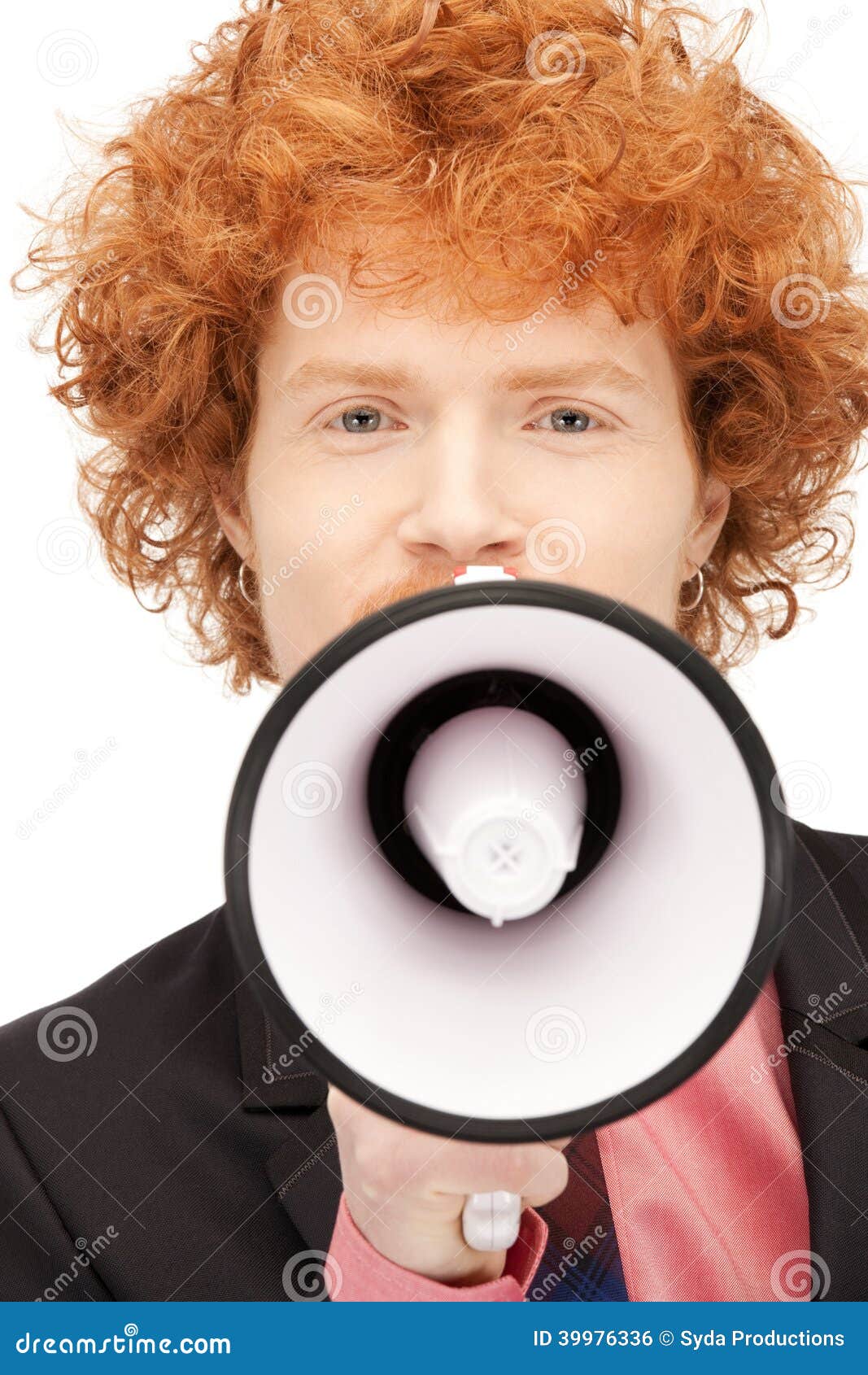 Man with megaphone stock photo. Image of closeup, announcement - 39976336