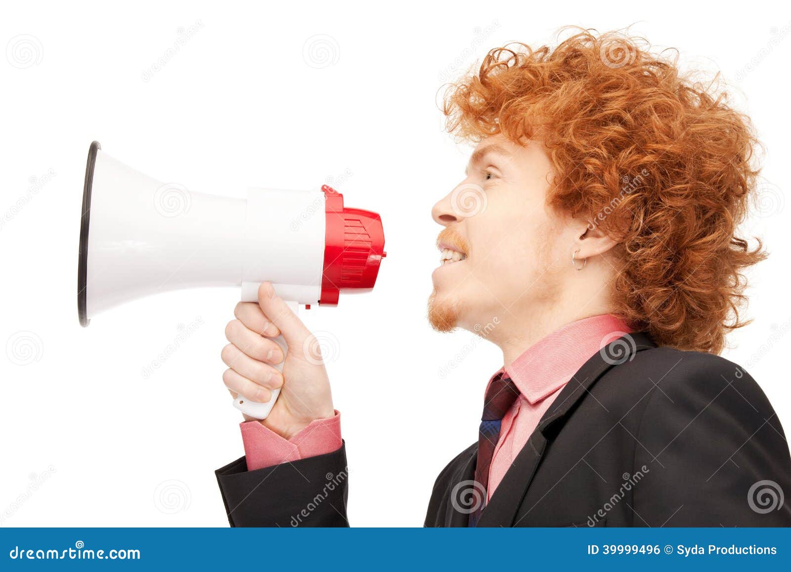 Man with megaphone stock photo. Image of cheerful, handsome - 39999496