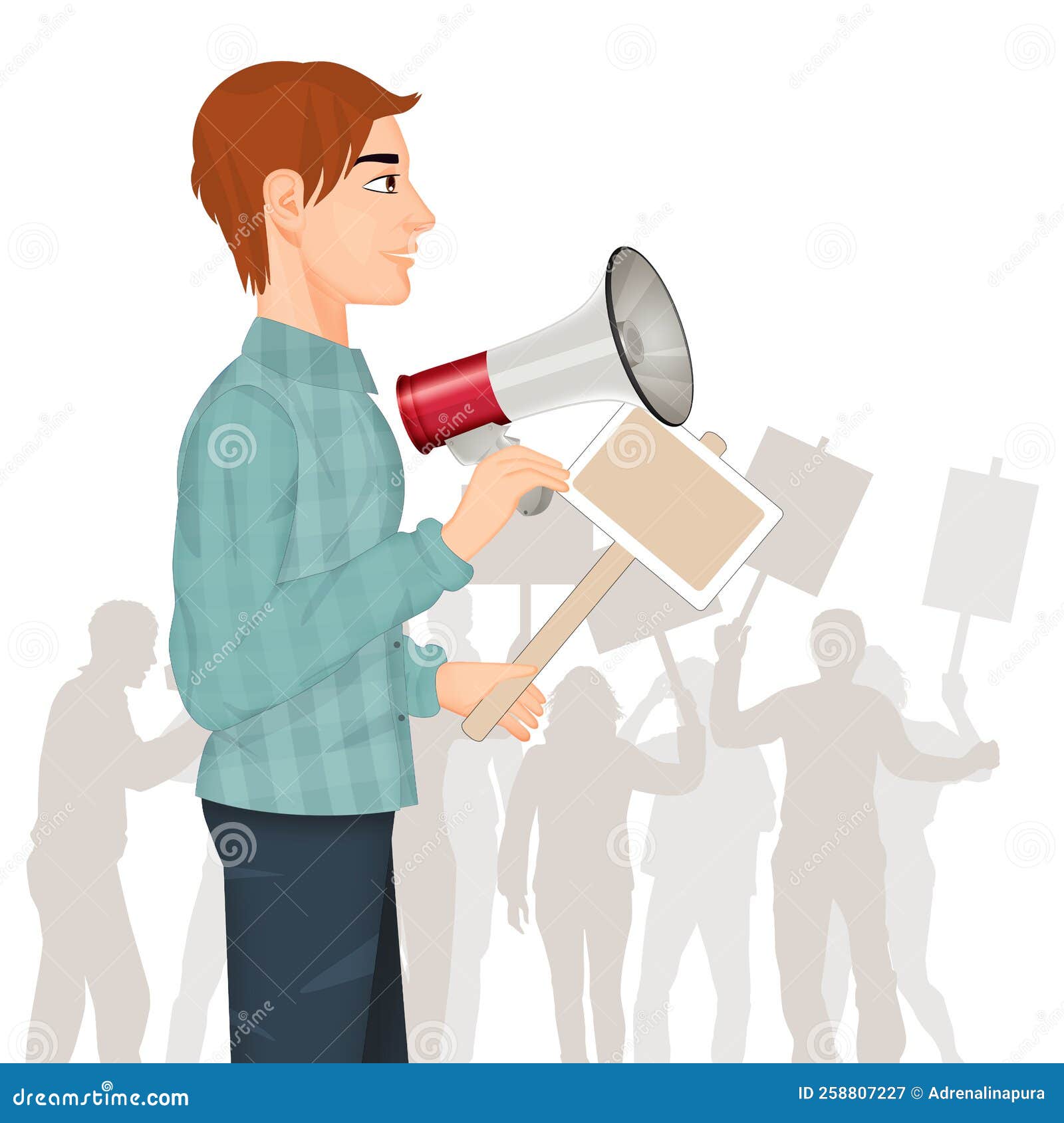 Man with Megaphone at the Demonstration Stock Illustration ...