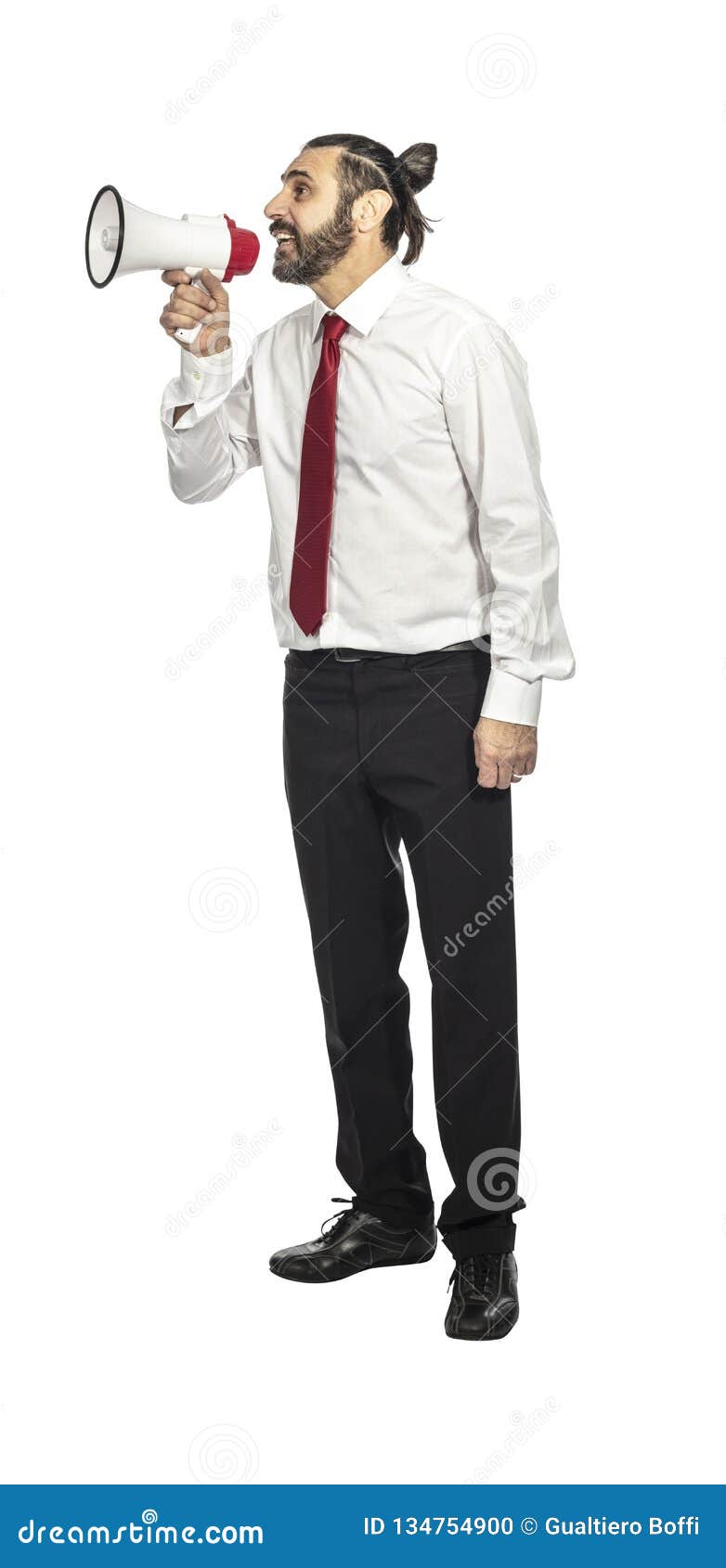 Man with megaphone stock photo. Image of loudspeaker - 134754900