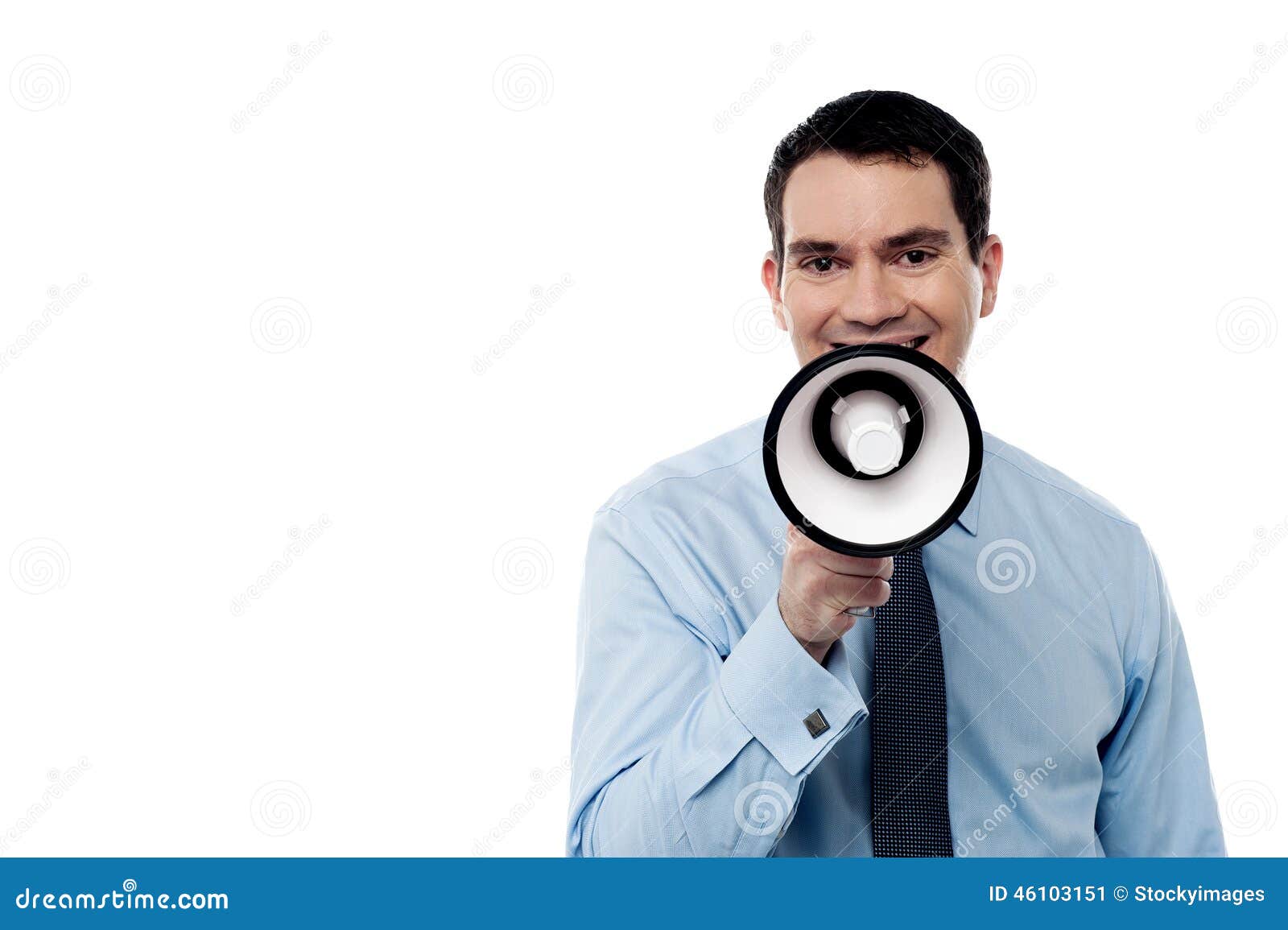 Man with a Megaphone Isolated on White Stock Image - Image of bull ...
