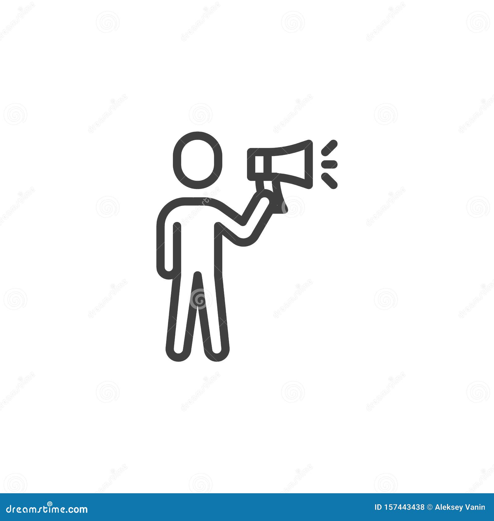 Man with Megaphone Line Icon Stock Vector - Illustration of advertising ...