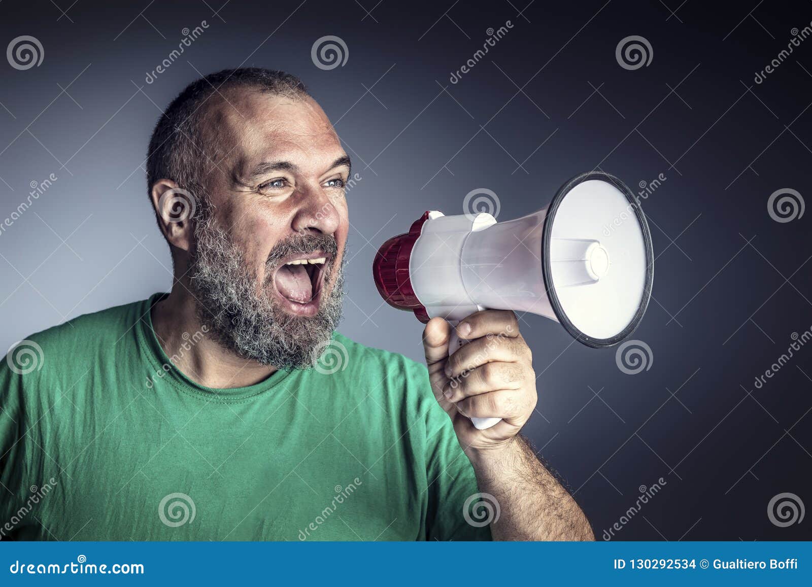 Man with megaphone stock photo. Image of businessman - 130292534