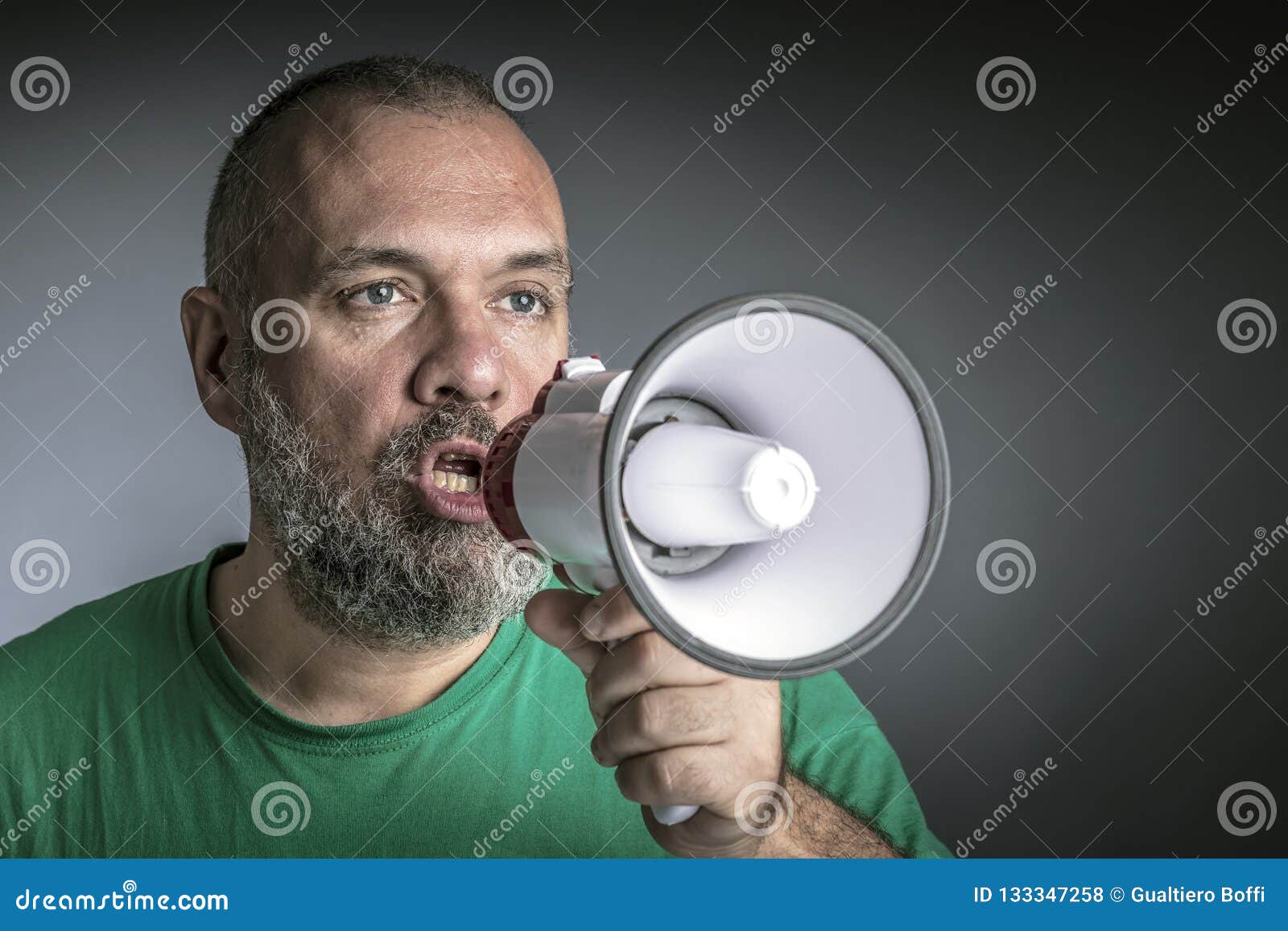Man with megaphone stock photo. Image of megaphone, communicate - 133347258