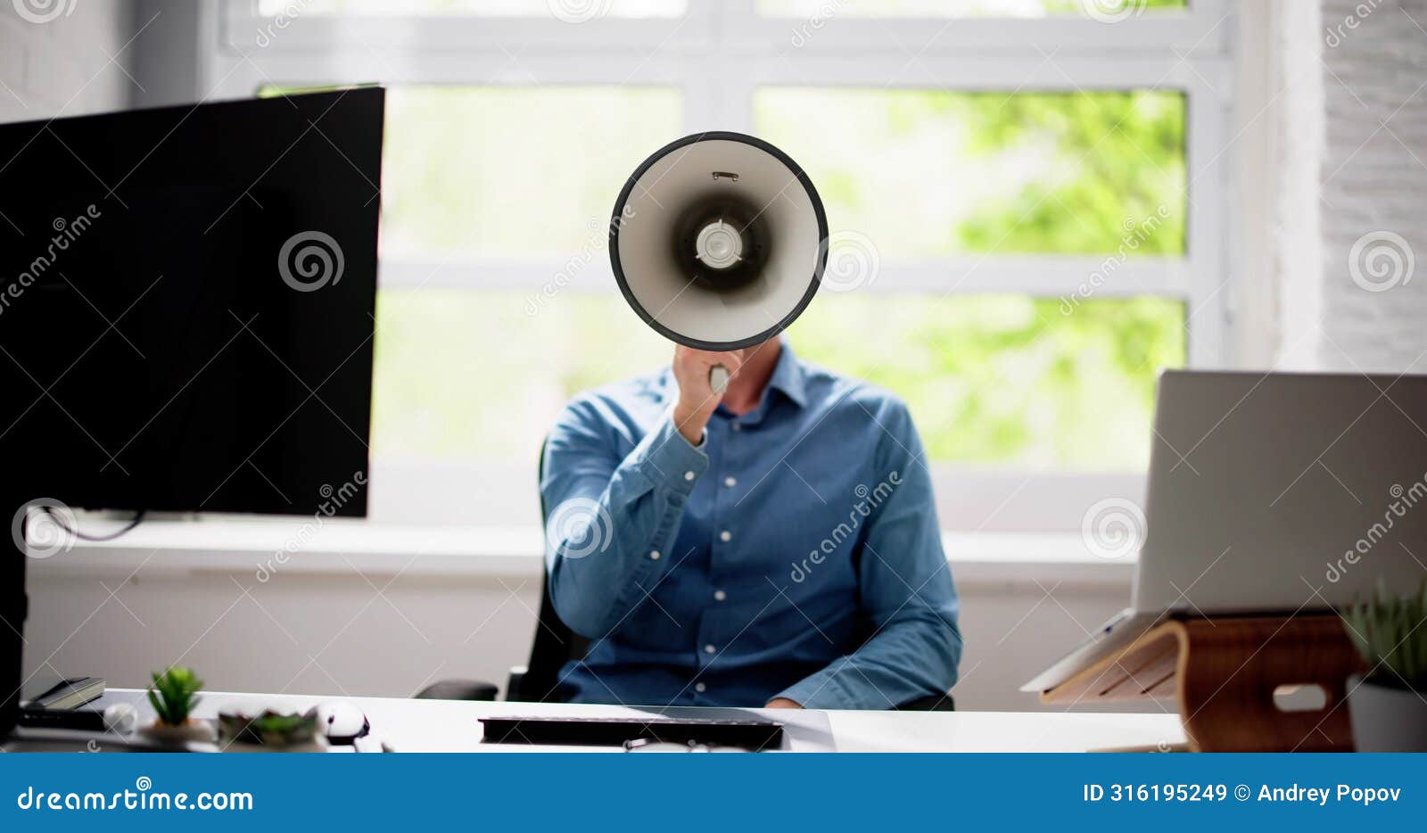 Man with Megaphone Warning Voice Announcement Stock Image - Image of ...