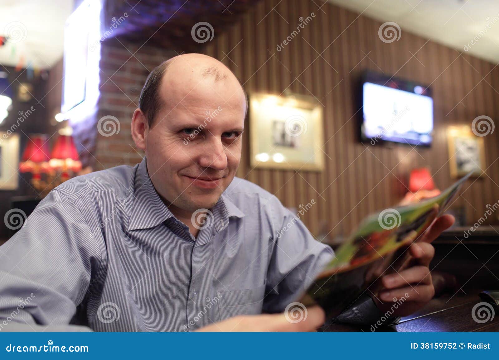 Man with menu stock photo. Image of happy, portrait, dinner - 38159752