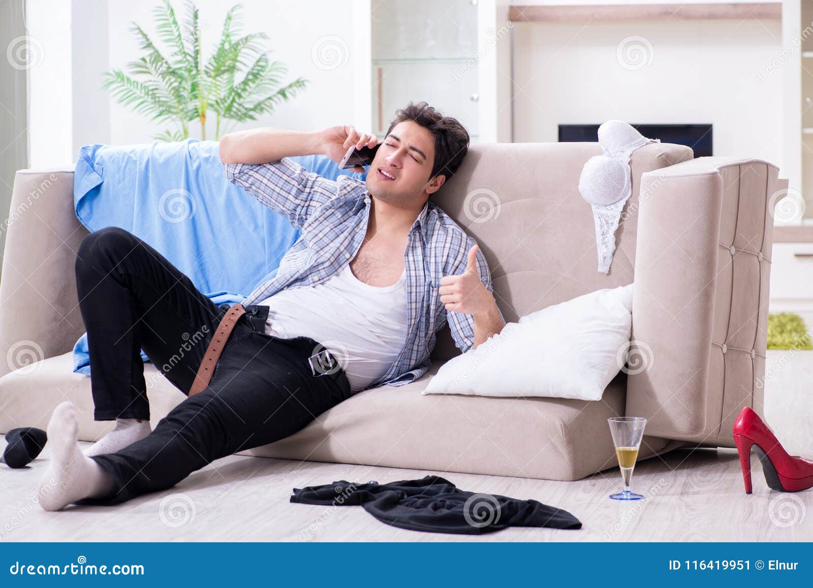 The Man with Mess at Home after House Party Stock Image - Image of ...