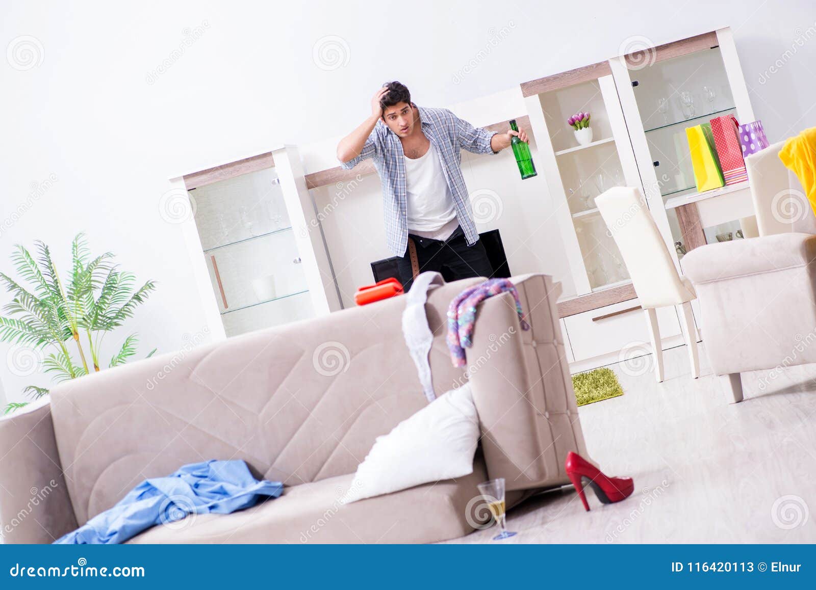 The Man with Mess at Home after House Party Stock Image - Image of mess ...