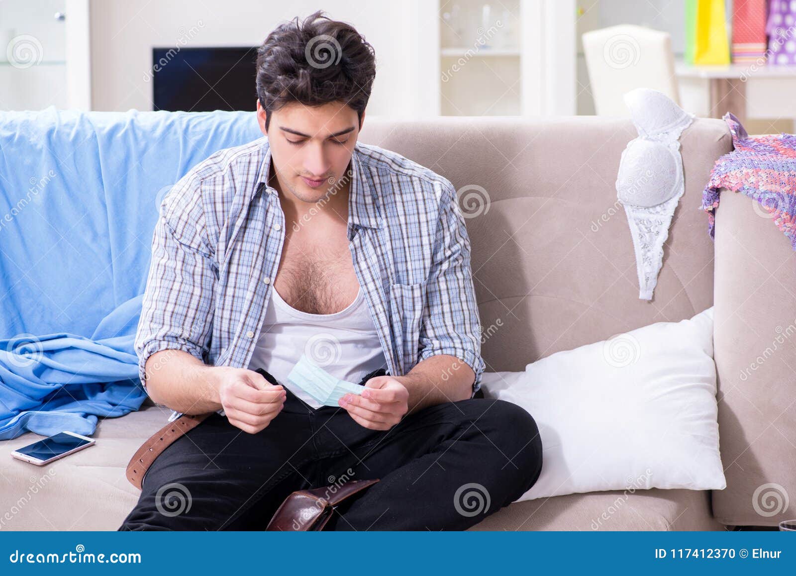 The Man with Mess at Home after House Party Stock Photo - Image of ...