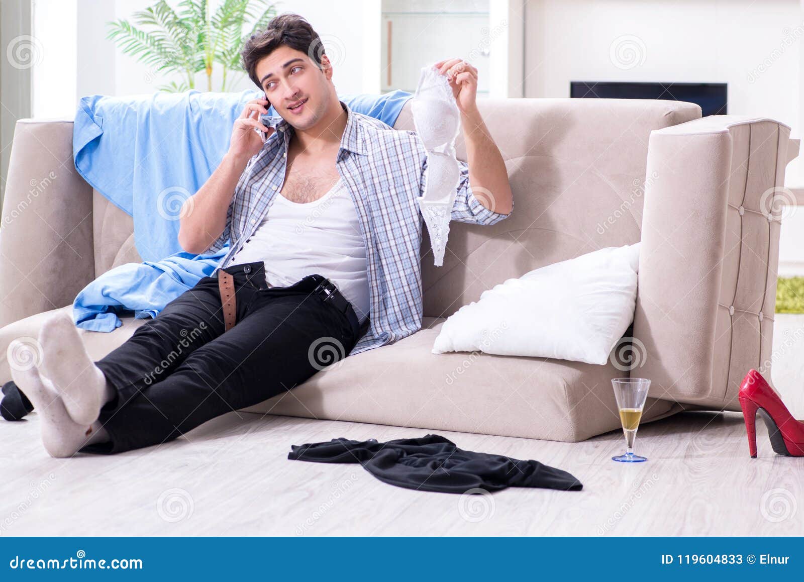 The Man with Mess at Home after House Party Stock Image - Image of ...