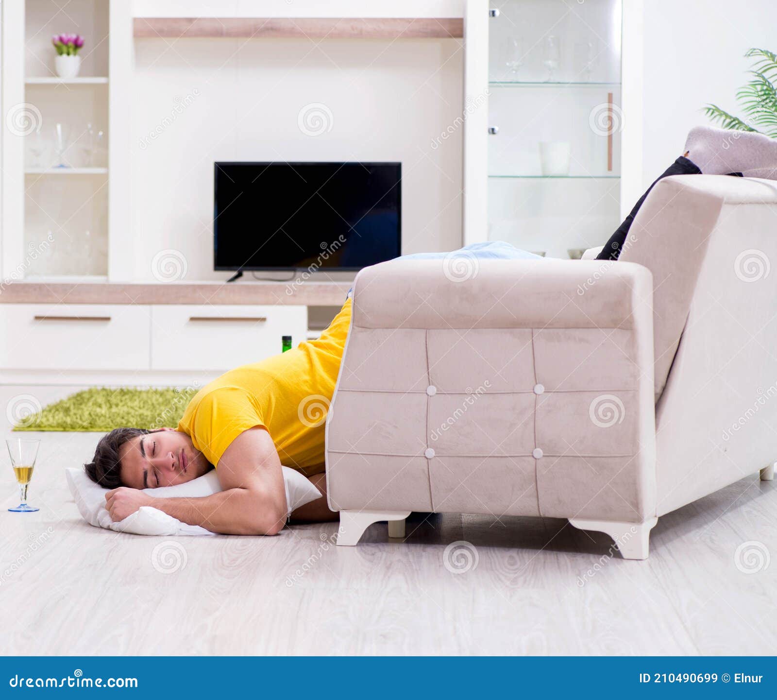 Man with Mess at Home after House Party Stock Image - Image of house ...