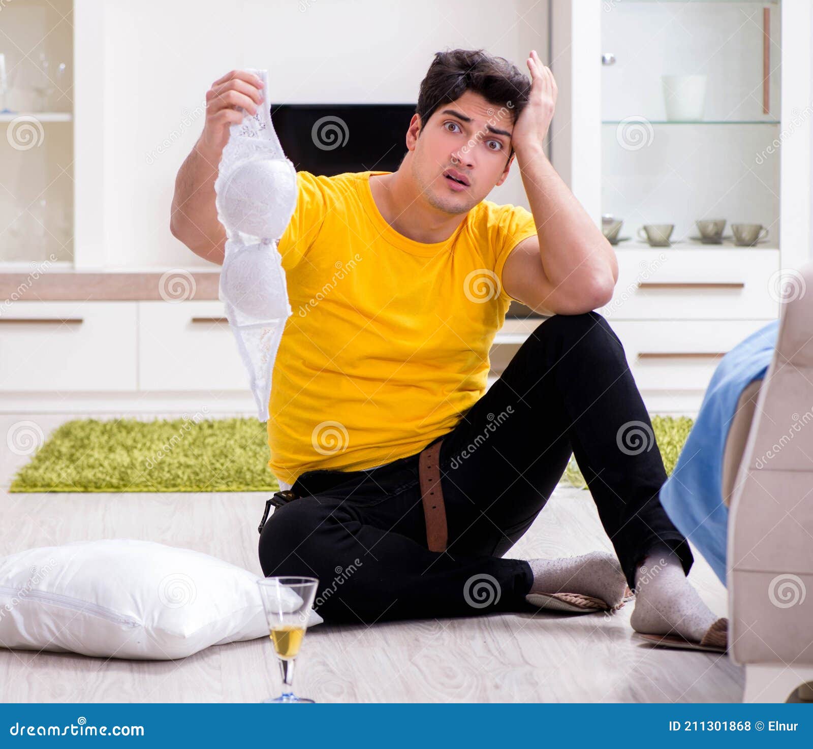 Man with Mess at Home after House Party Stock Photo - Image of divorced ...