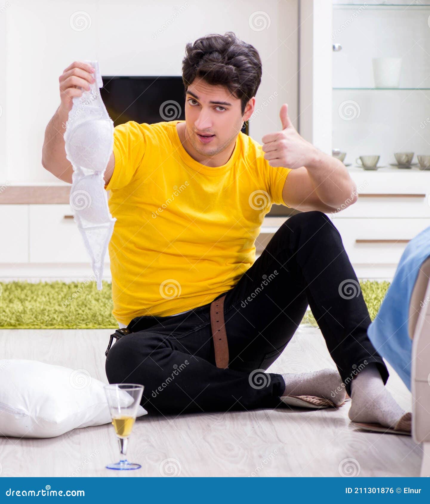 Man with Mess at Home after House Party Stock Photo - Image of event ...