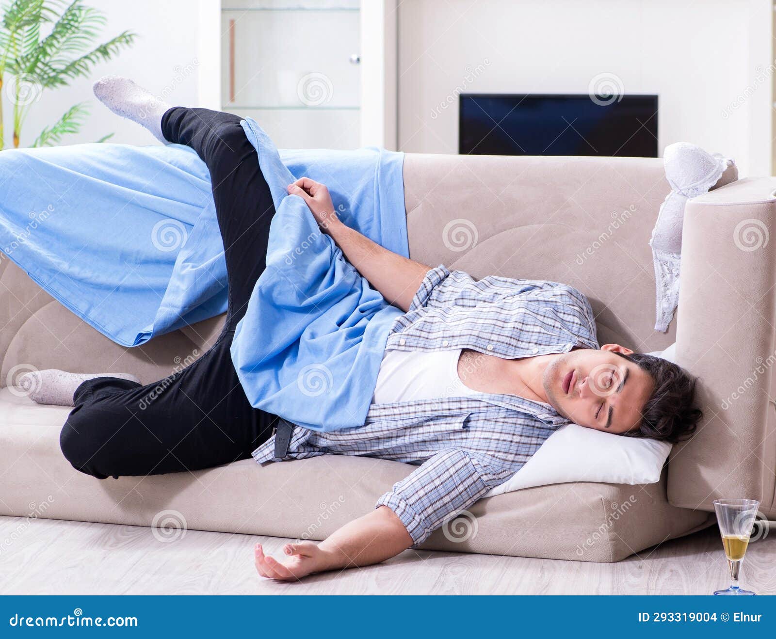 Man with Mess at Home after House Party Stock Photo - Image of ...