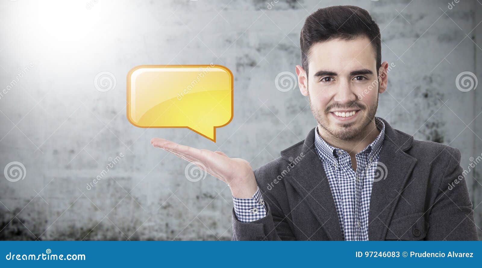 Man with the messages icon stock image. Image of global - 97246083