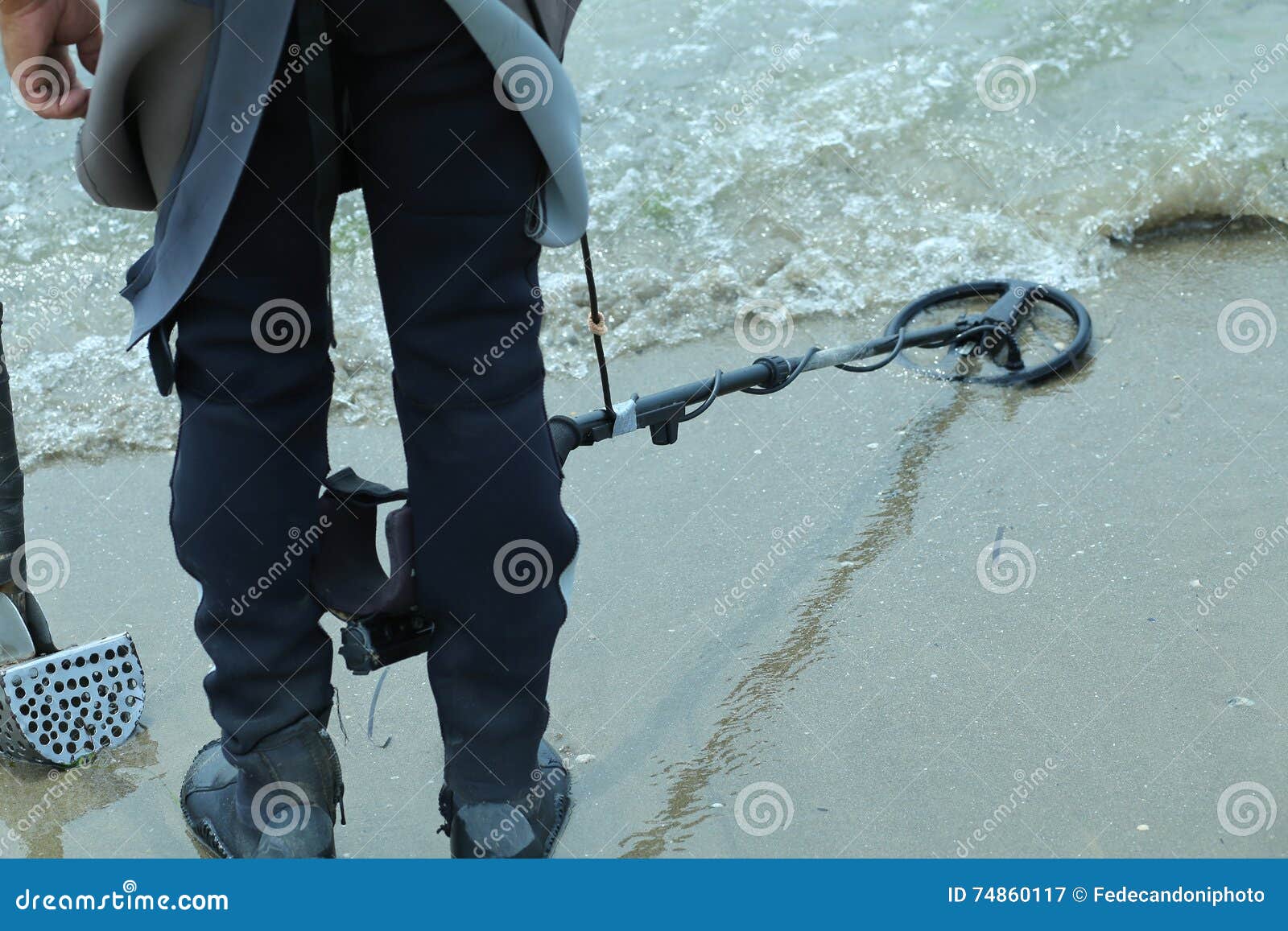 Man with Metal Detector on the Beach To Find Lost Objects Stock Image ...