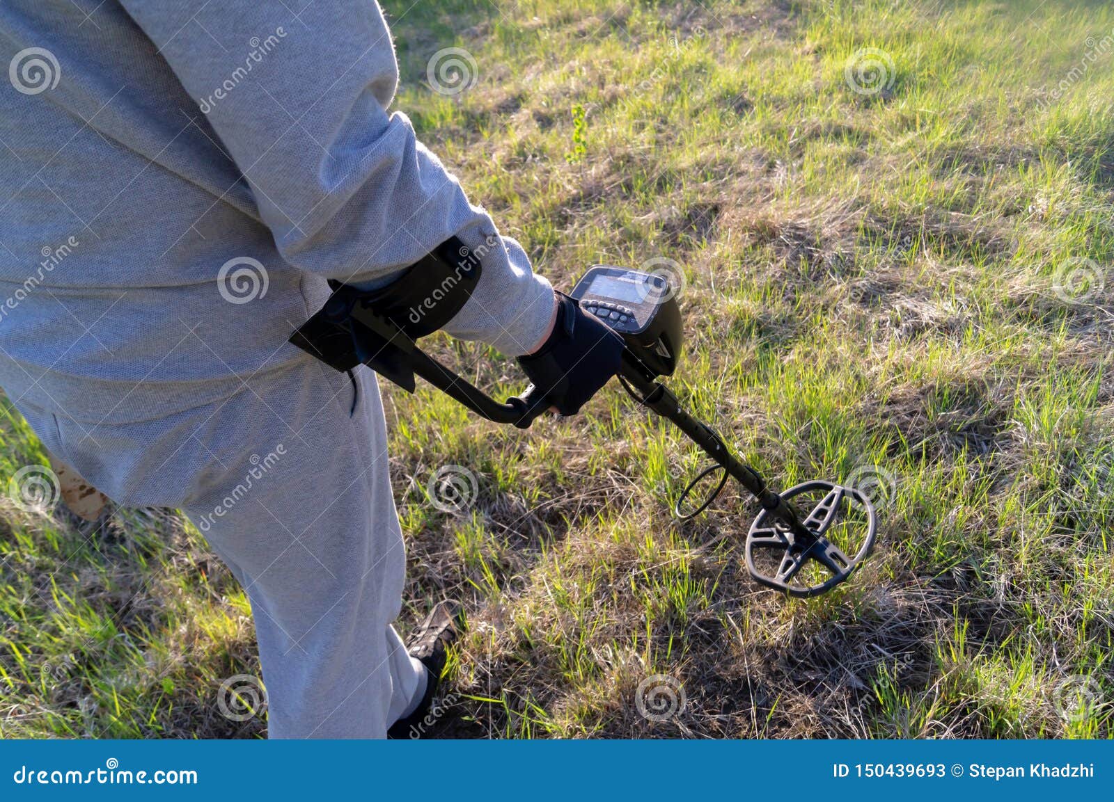 Man with Metal Detector Looking for a Treasure Stock Image - Image of ...