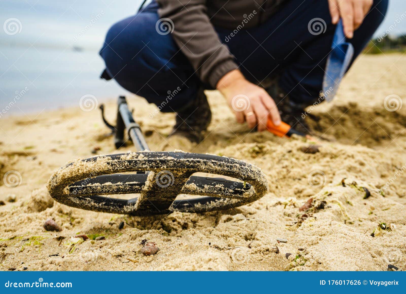 Man with Metal Detector on Sea Beach Stock Photo - Image of coast, gold ...