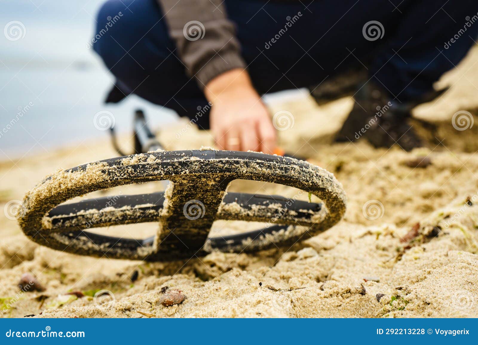 Man with Metal Detector on Sea Beach Stock Photo - Image of search ...