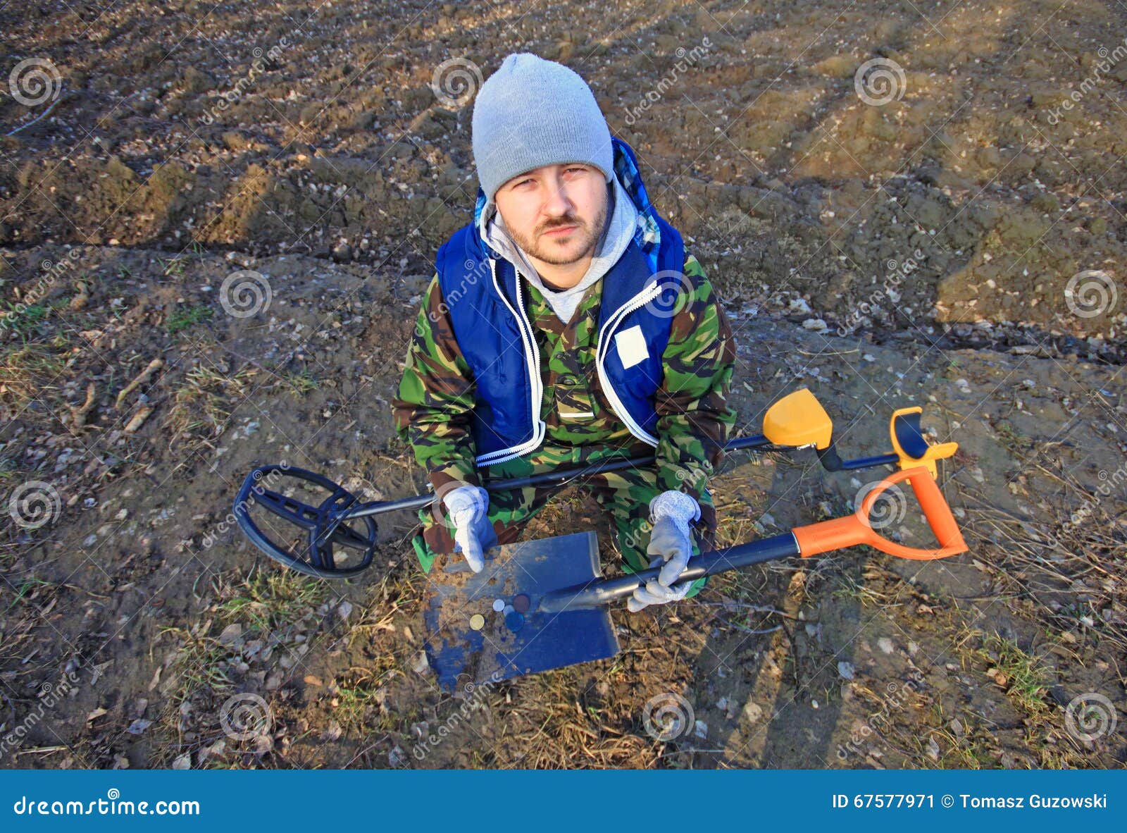 Man with metal detector . stock image. Image of full - 67577971