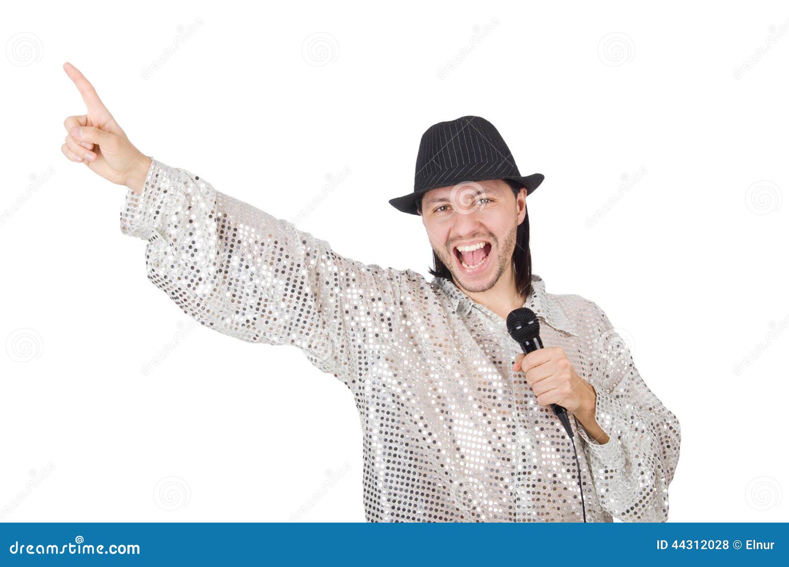 Man with mic isolated stock photo. Image of performing - 44312028