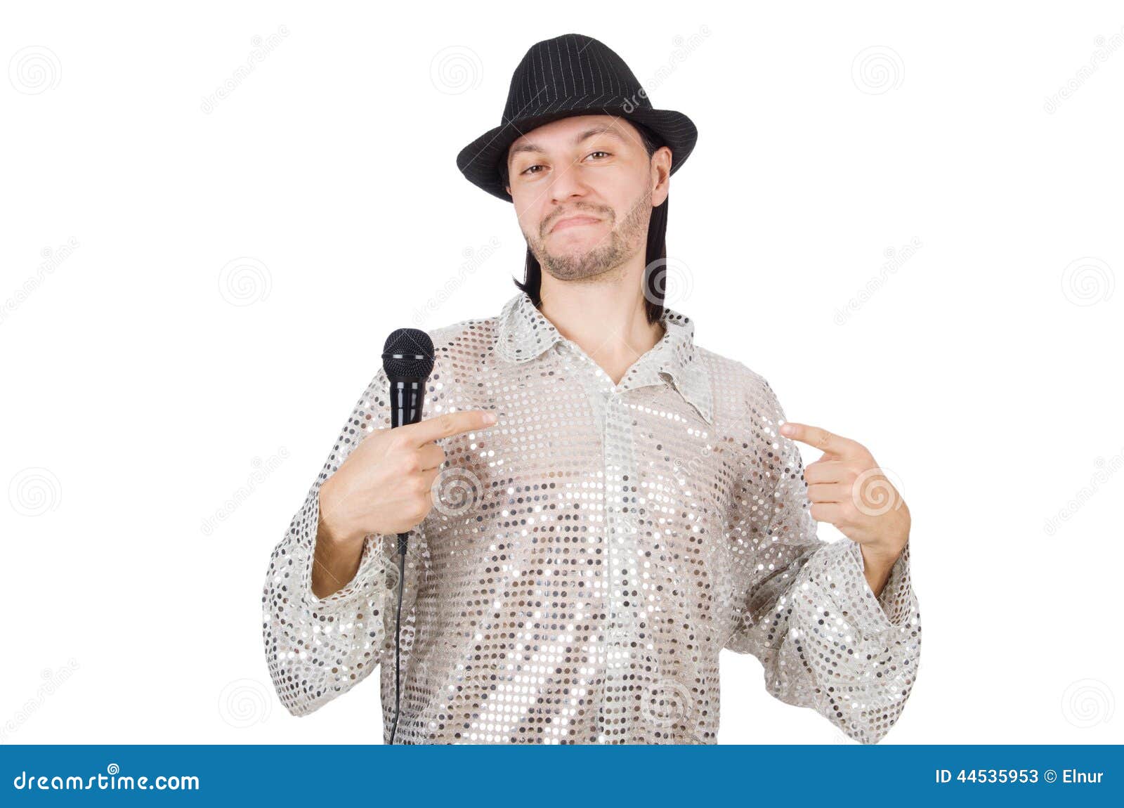 Man with mic isolated stock image. Image of discoteque - 44535953