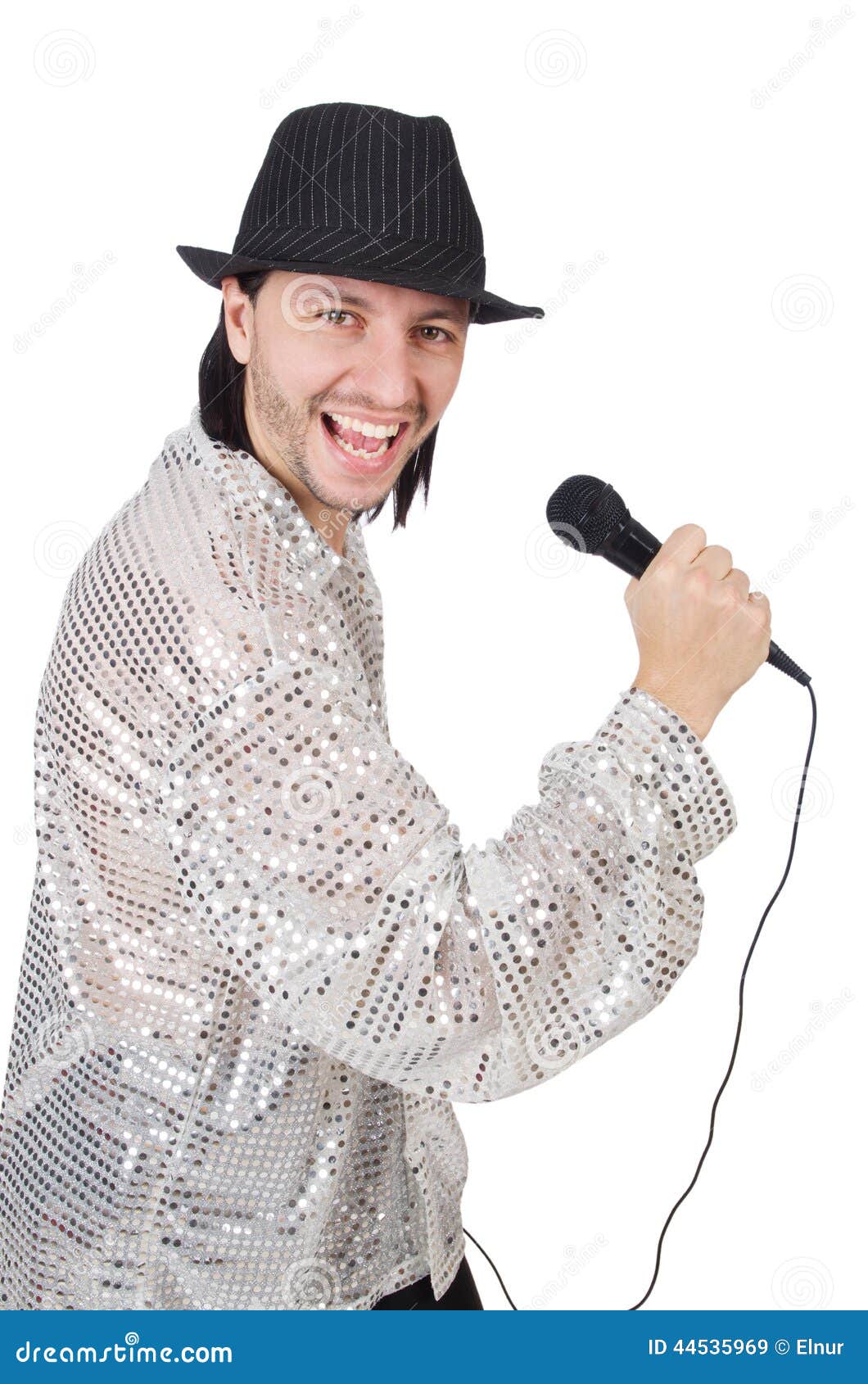 Man with mic isolated stock image. Image of discoteque - 44535969